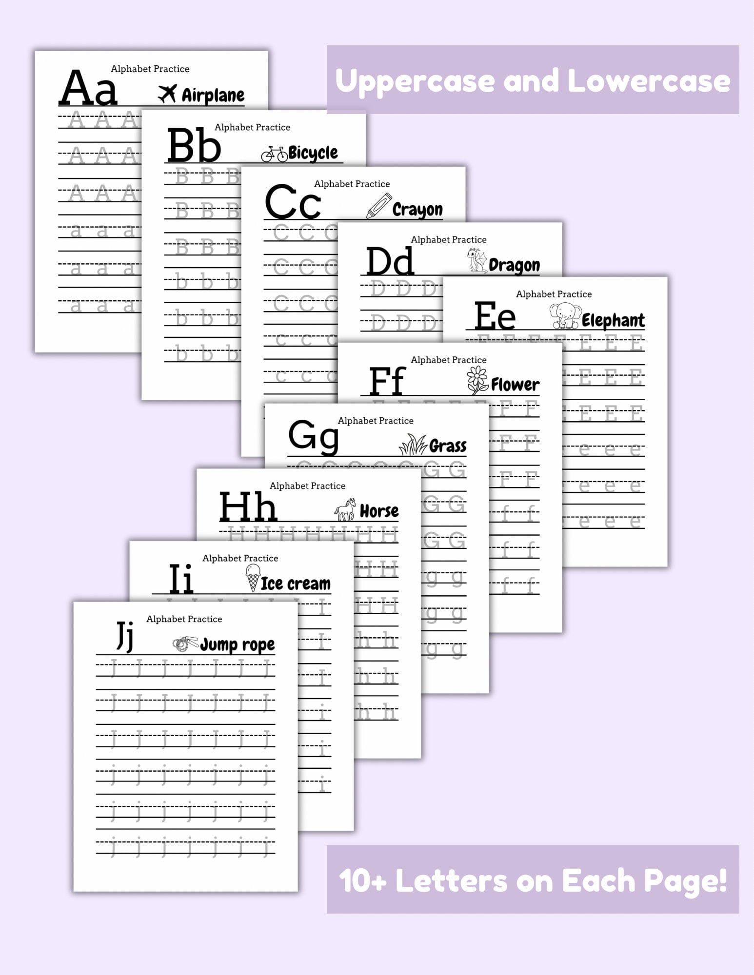 26 Printable Uppercase and Lowercase Alphabet Tracing Worksheets ...