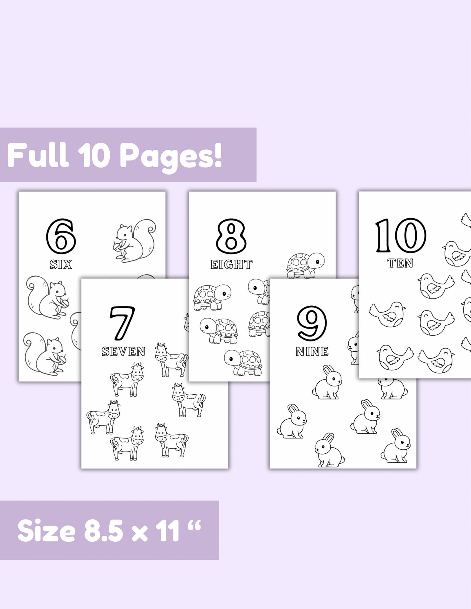 Coloring Numbers Printable Pages 1-10 Animal Coloring Pages Preschool ...