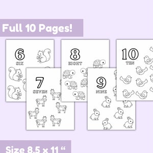 Coloring Numbers Printable Pages 1-10 Animal Coloring Pages Preschool ...