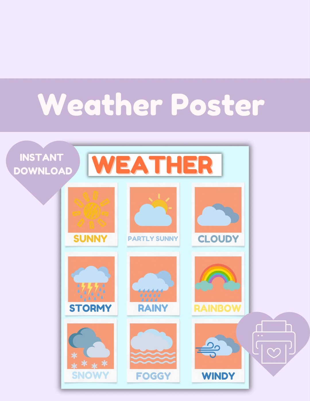 Weather Poster Educational Print Printable Wall Art Weather Printable ...