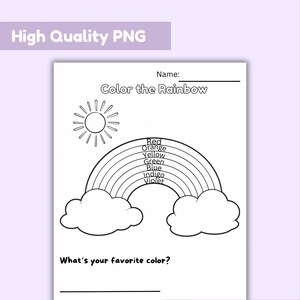Rainbow Coloring Worksheet Printable Rainbow Coloring Page Preschool ...