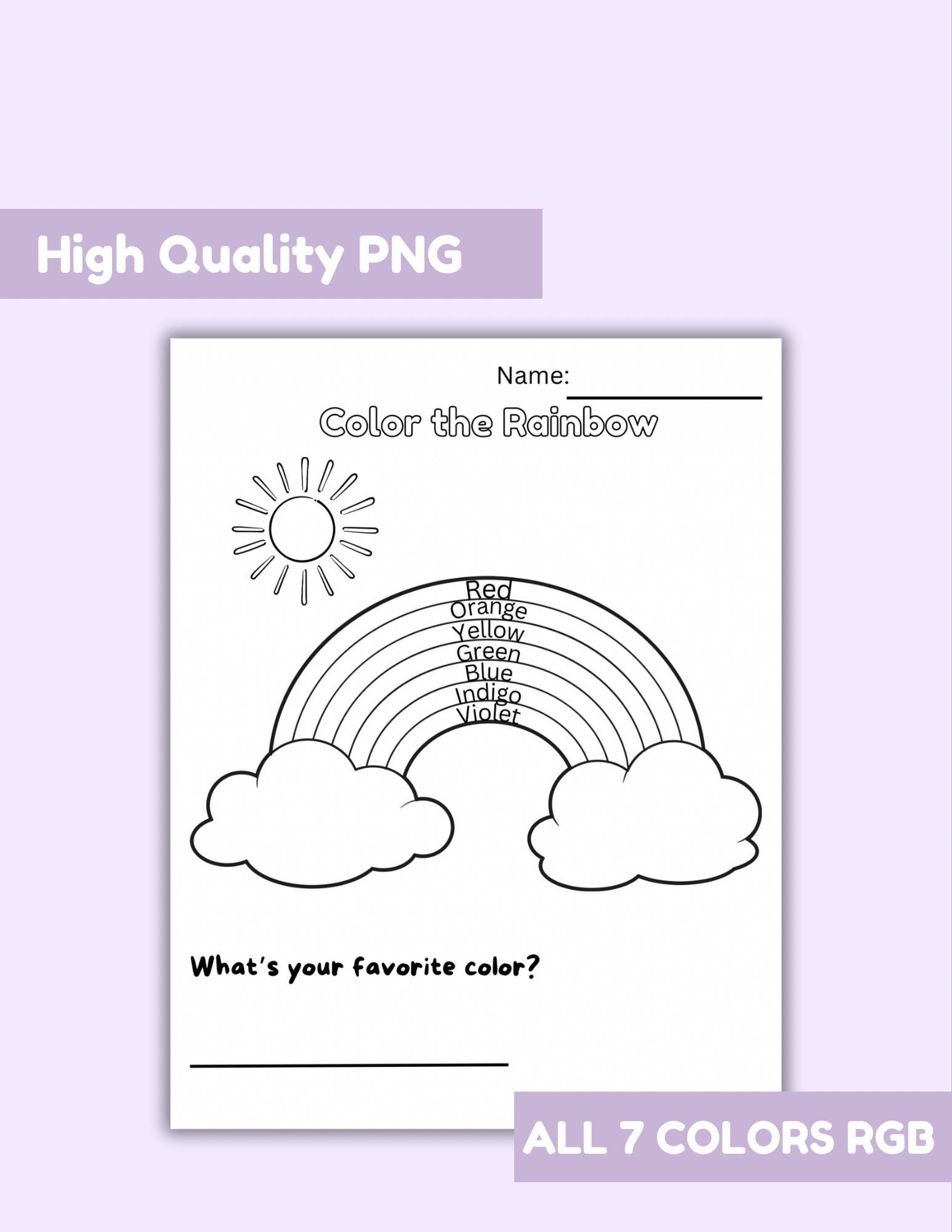 Rainbow Coloring Worksheet Printable Rainbow Coloring Page Preschool ...