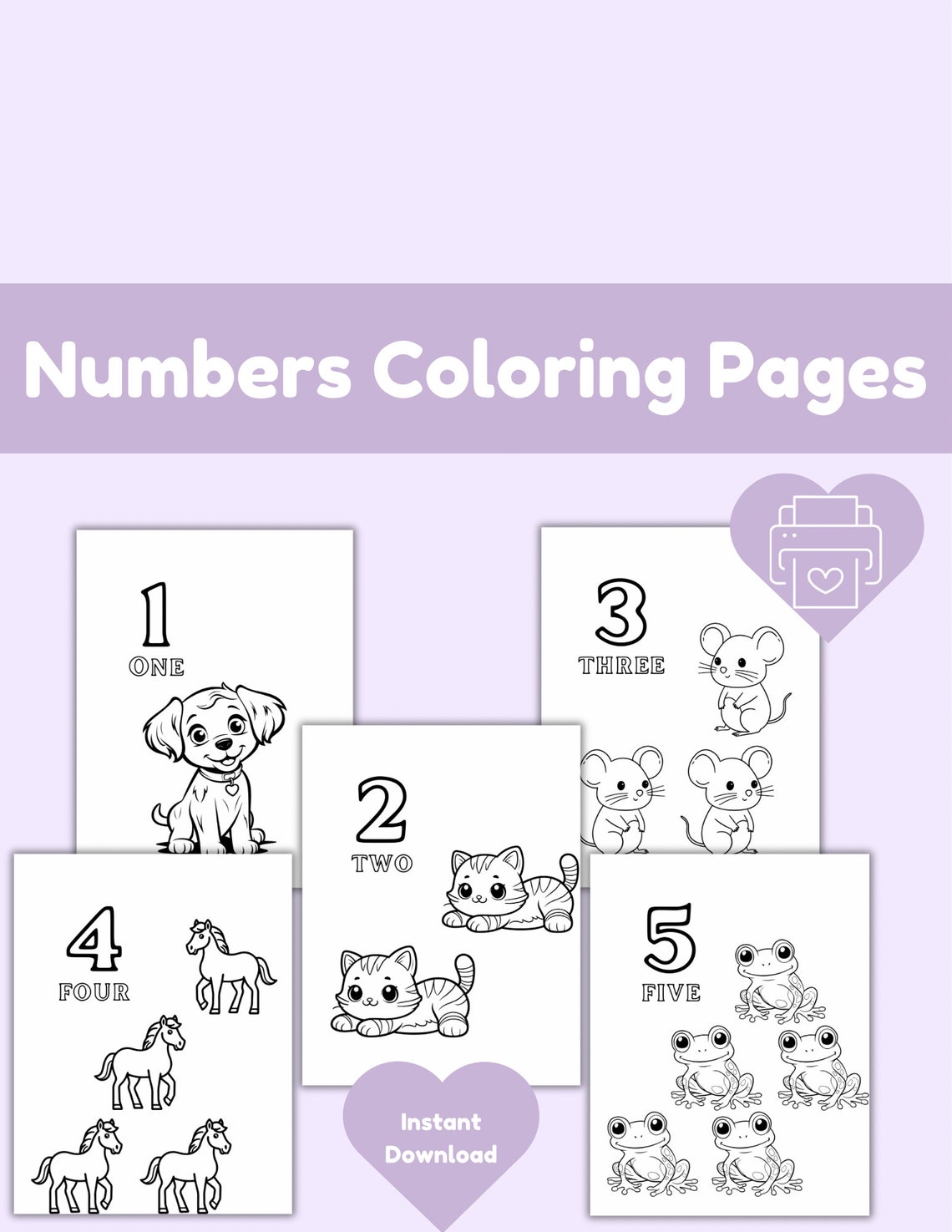 Coloring Numbers Printable Pages 1-10 Animal Coloring Pages Preschool ...