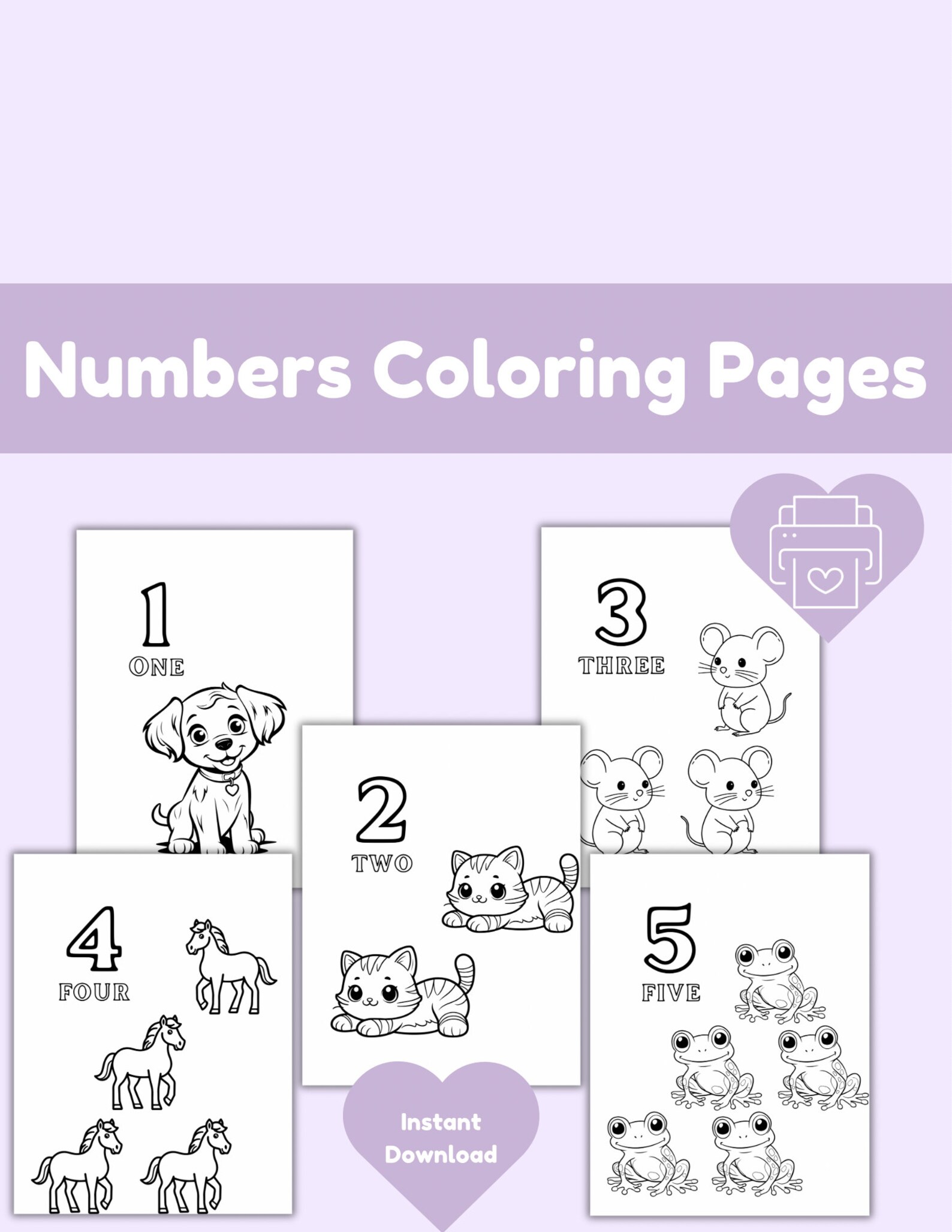 Coloring Numbers Printable Pages 1-10 Animal Coloring Pages Preschool ...