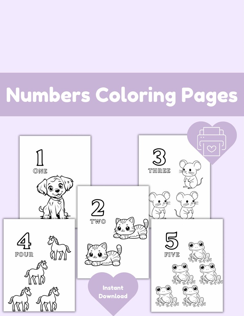 Coloring Numbers Printable Pages 1-10 Animal Coloring Pages Preschool ...