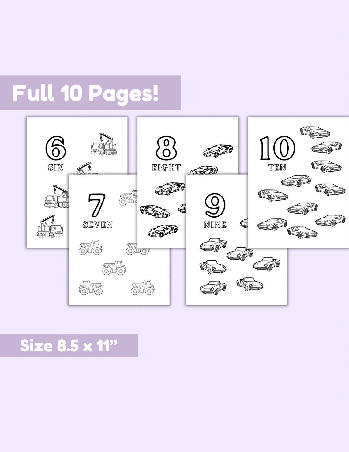Coloring Numbers Printable Pages 1-10 Cars Coloring Pages Preschool ...