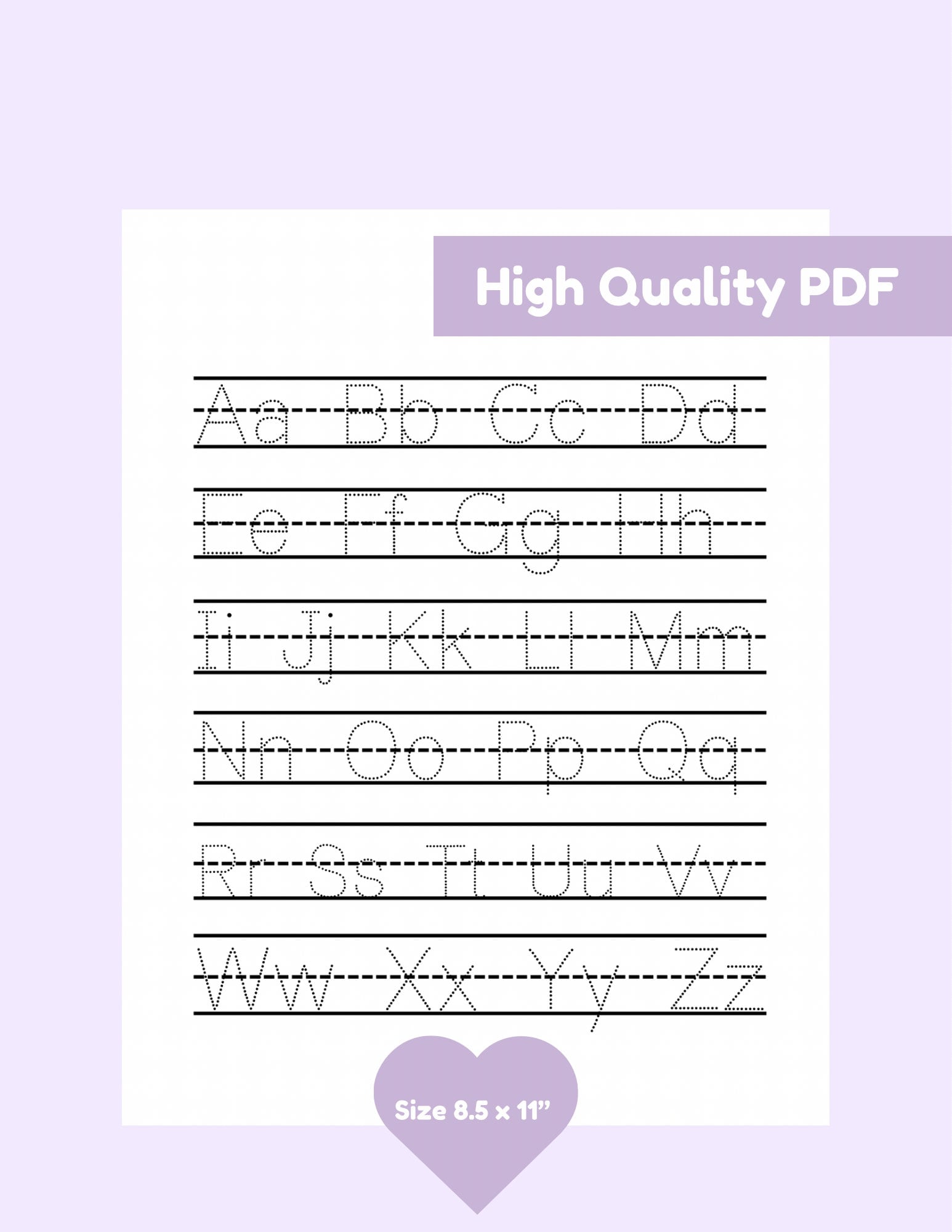 Alphabet Tracing Worksheet ABC Tracing Handwriting Practice Letter ...