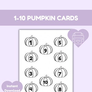 Pumpkin Counting Flashcards Numbers Flashcards Coloring 1-10 Cards ...