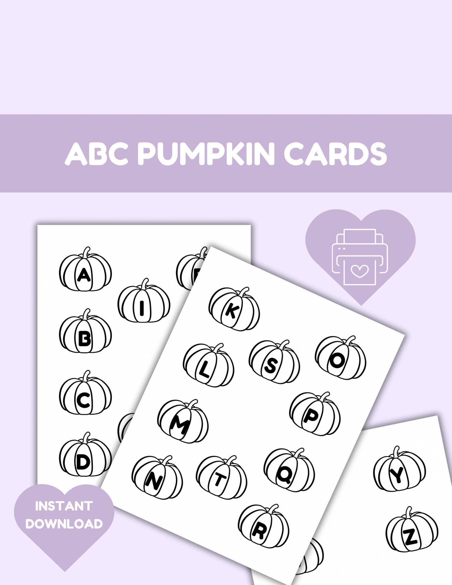 ABC Pumpkin Flashcards Alphabet Learning Cards ABC Cards Preschool ...