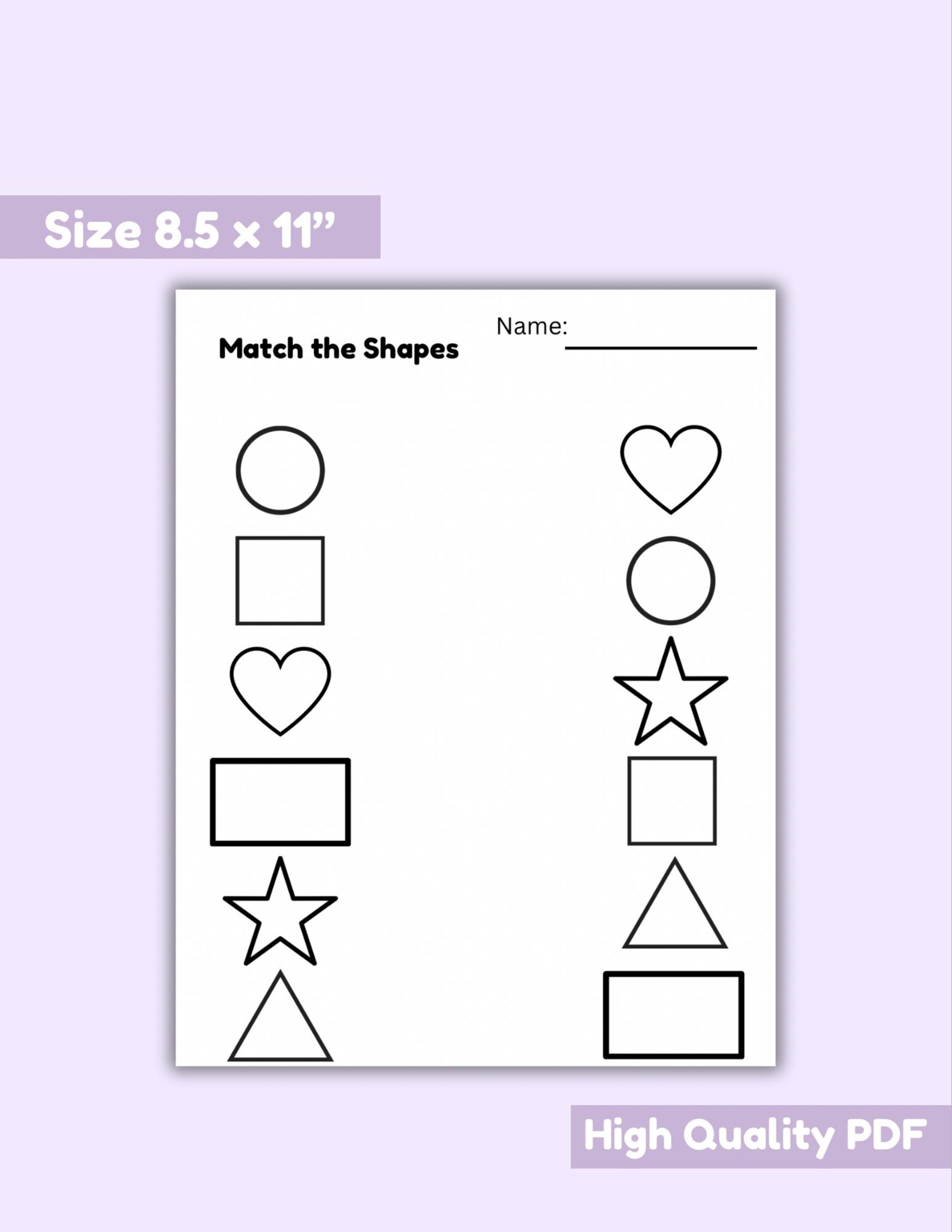 Shape Matching Printable Worksheet Preschool Matching Shapes Matching ...