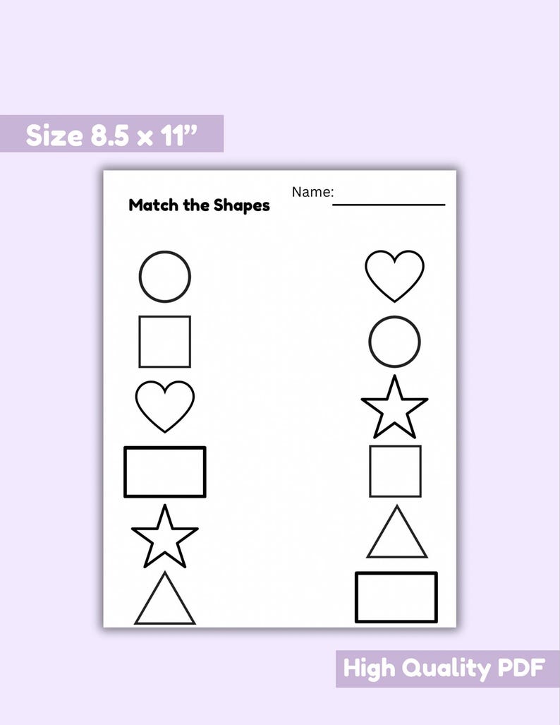 Shape Matching Printable Worksheet Preschool Matching Shapes Matching ...