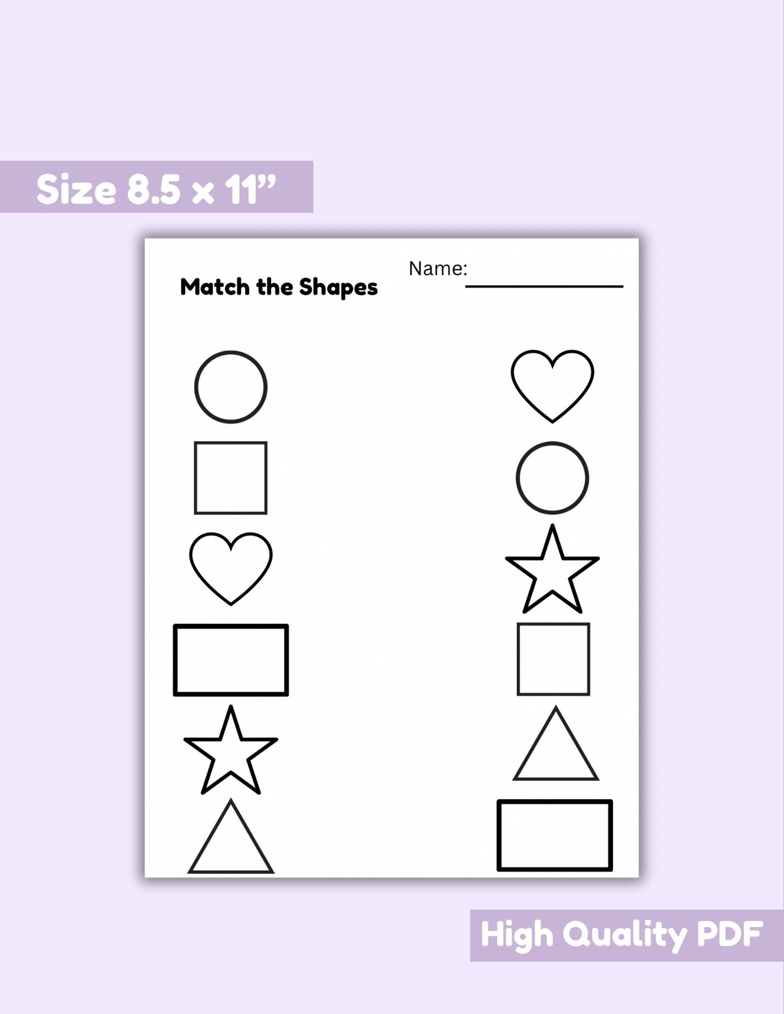 Shape Matching Printable Worksheet Preschool Matching Shapes Matching ...