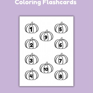 Pumpkin Counting Flashcards Numbers Flashcards Coloring 1-10 Cards ...