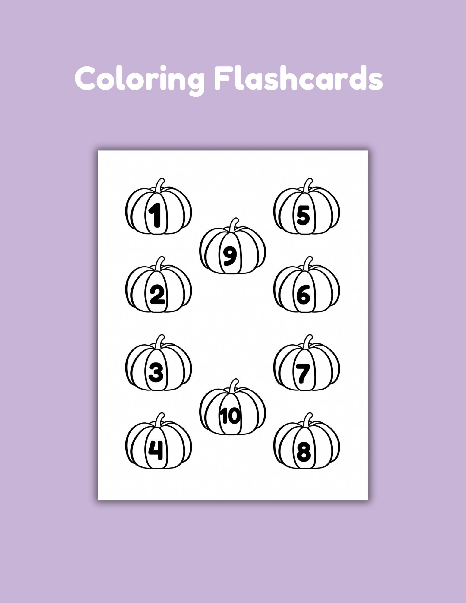 Pumpkin Counting Flashcards Numbers Flashcards Coloring 1-10 Cards ...
