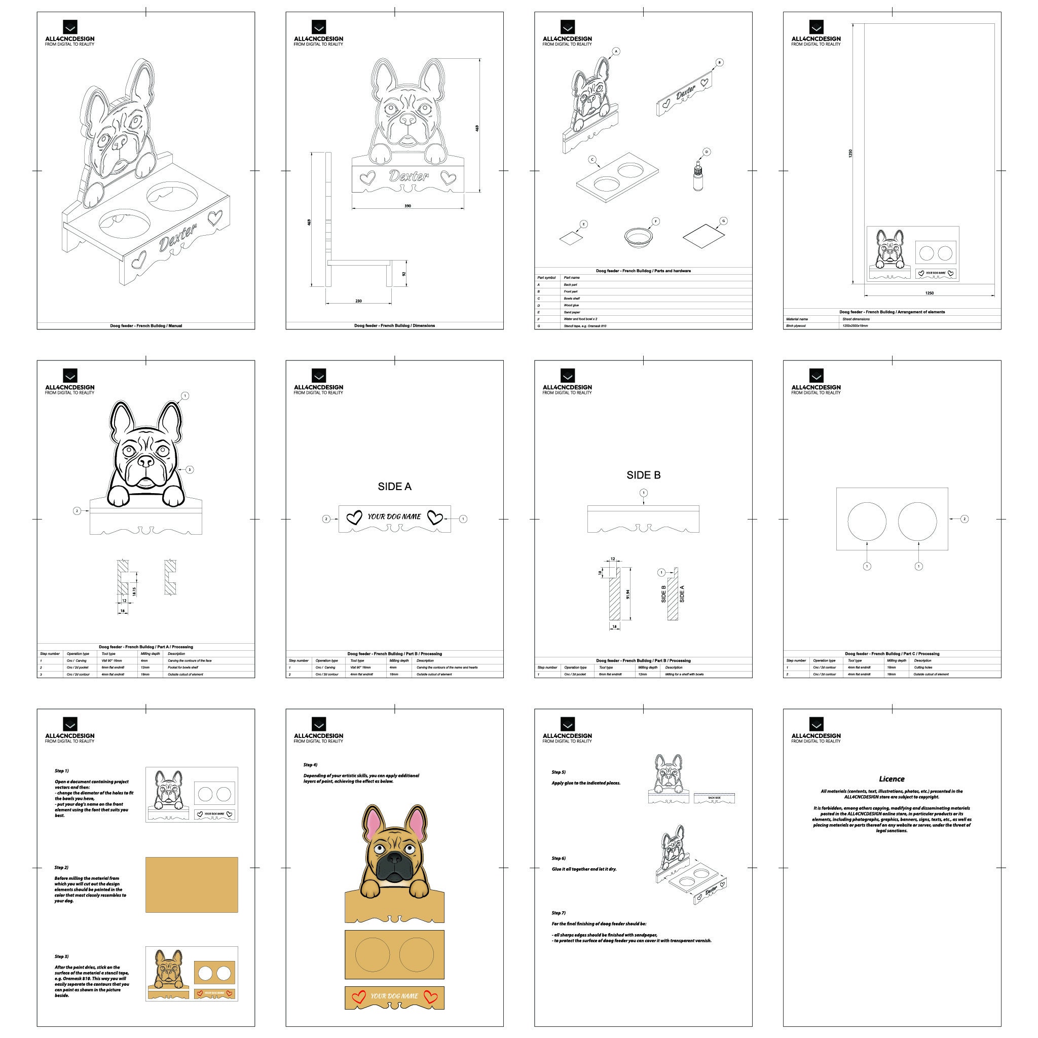 Cnc Woodworking Plans and Cut Files Plywood or Wood Carved Dog Bowl ...