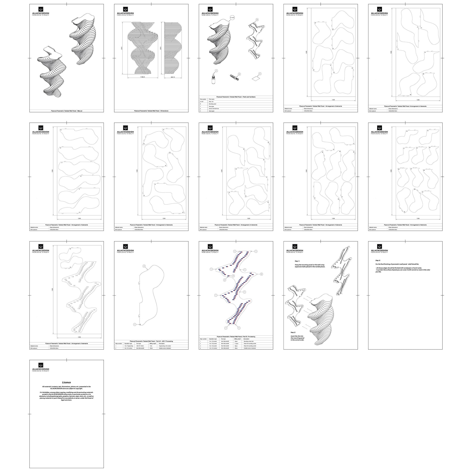 CNC Cut Files for Parametric Twisted Wall Panel – Modern Decorative ...