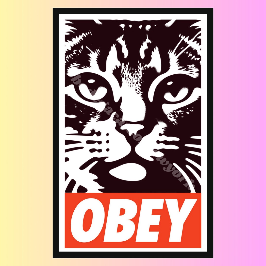 Obey Cat Bold Statement Art Print, Modern Home Decor, Inspirational ...