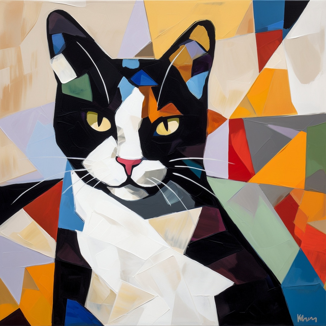 Artistic Fusion: Tuxedo Cat Meets Fauvism & Cubism Matisse-inspired ...