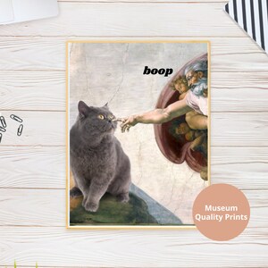 The Creation of Adam Cat Parody - Funny Cat Art Print - Cat Art ...