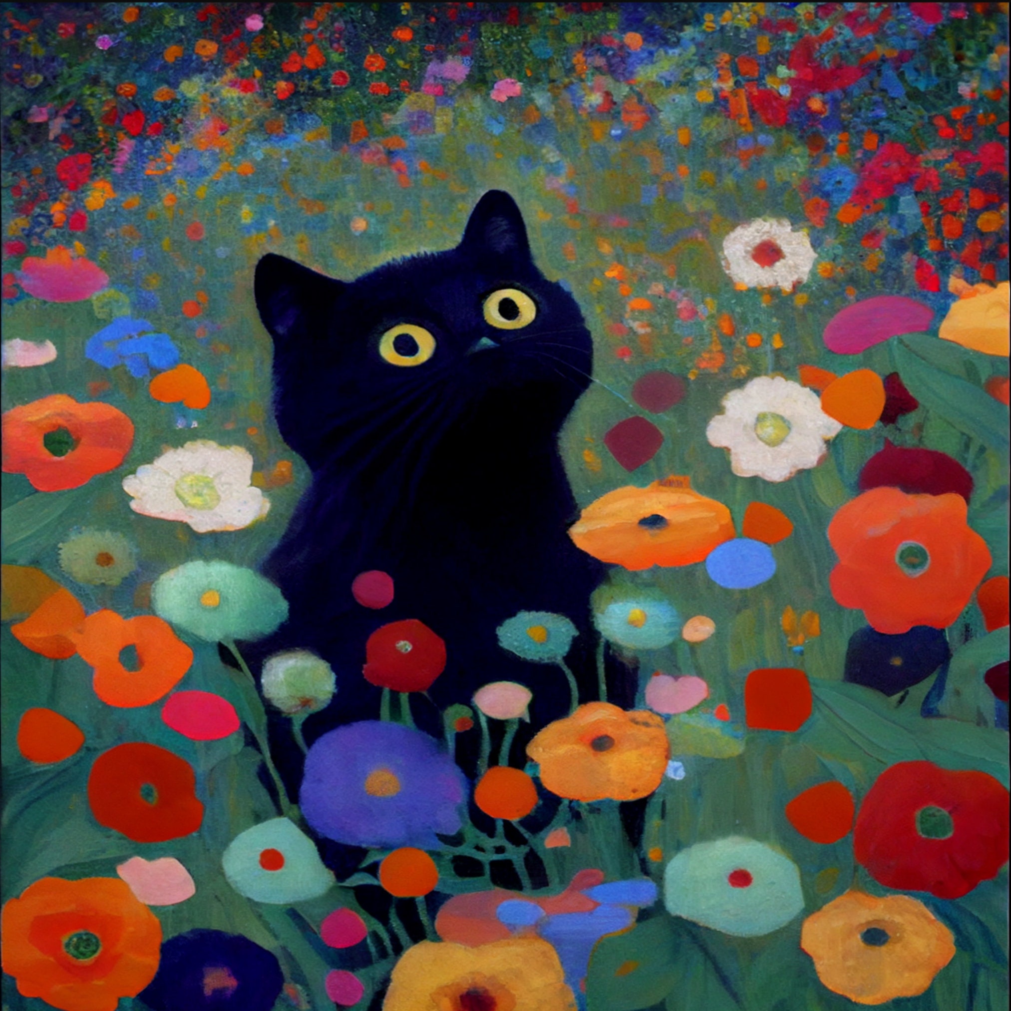 Gustav Klimt Garden Style Cat Print Klimt Flowers Cat Poster - Etsy Canada