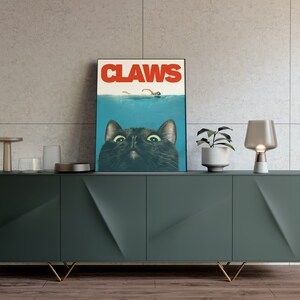 Claws Cat Movie Parody Poster, Funny Cat Art Print - Etsy