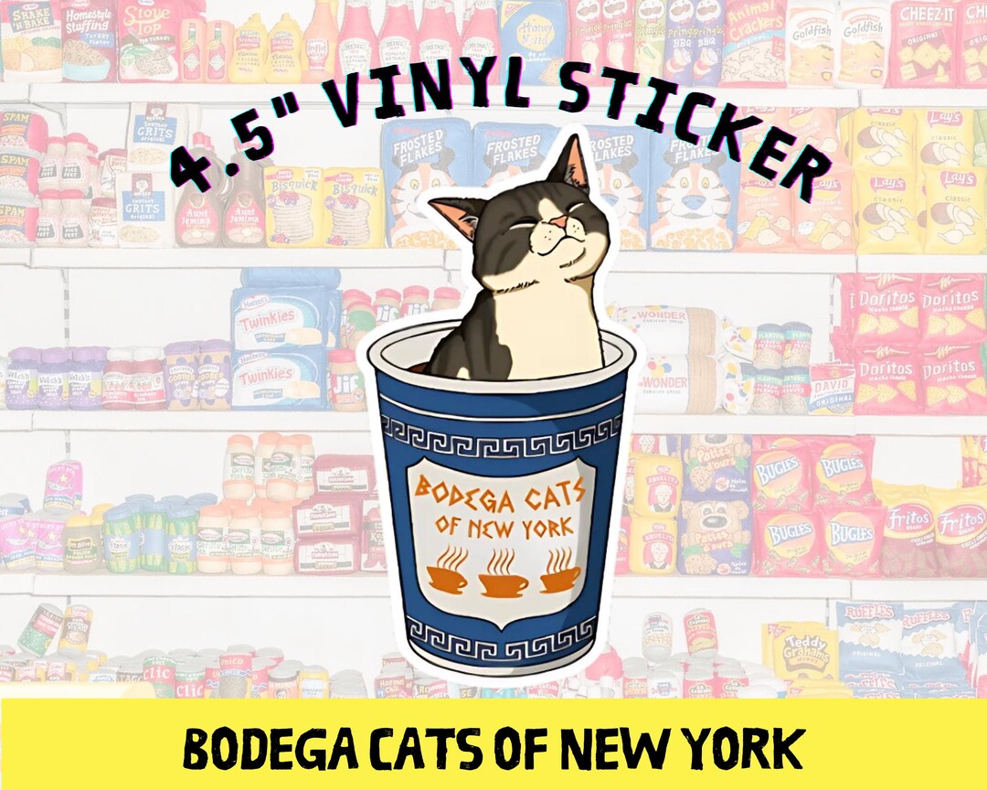 Bodega Cat Vinyl Sticker: 4.5" NYC Coffee Cup Design - Etsy