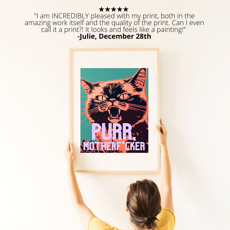 Angry Paws Cat Print Wall Art Silkscreen Style Print - Etsy