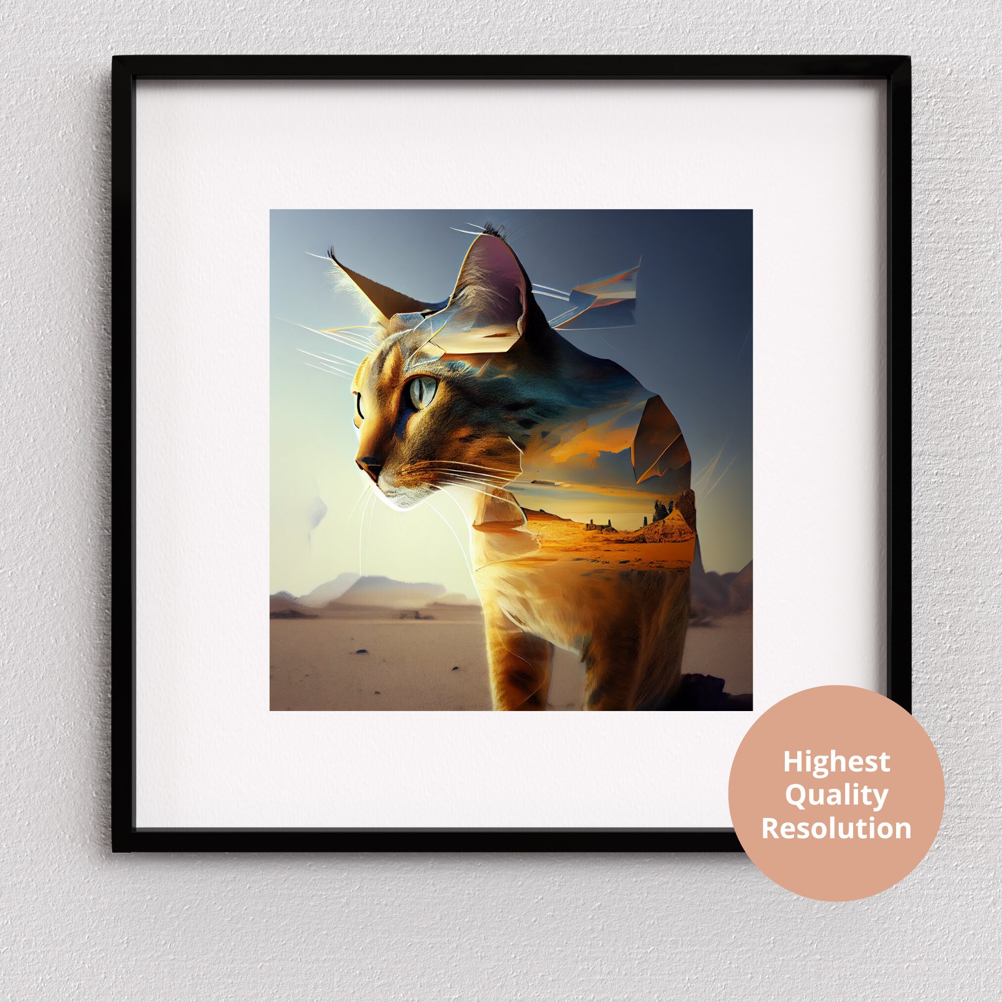 Surreal Double Exposure Cat Wall Art: Salvador Dali Art Print - Etsy