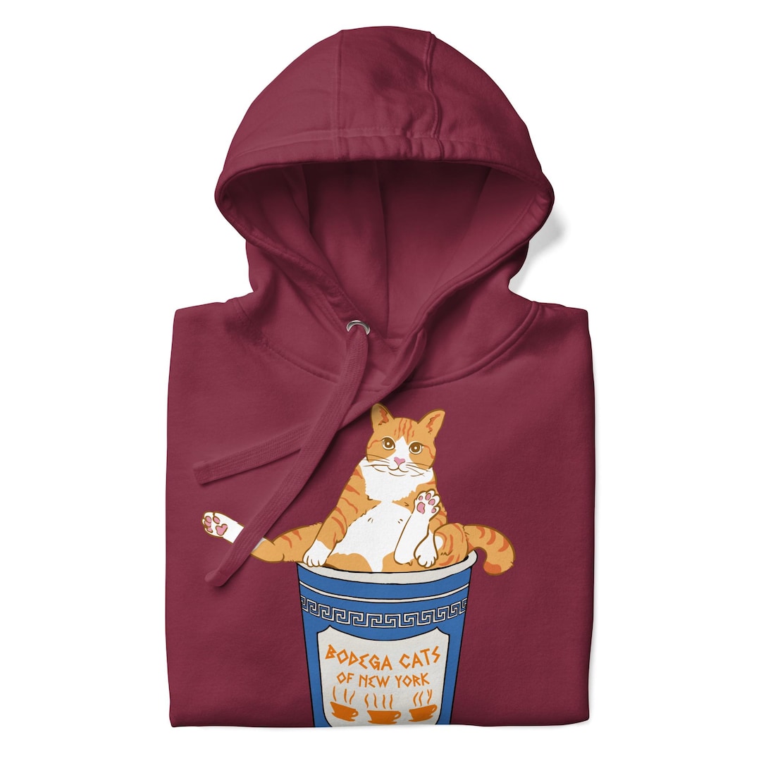 Bodega Cats of New York Official Merch Hoodie, NYC Coffee Cup Hoodies ...