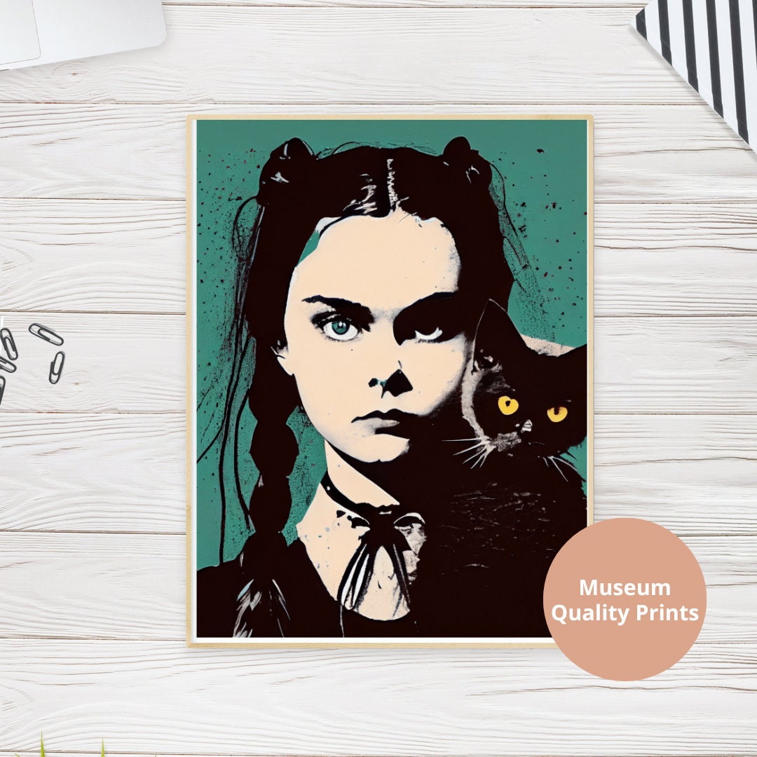 Wednesday Addams & Cats: Unique Gift Idea Giclee Art Print - Etsy