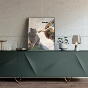 The Creation of Adam Cat Parody - Funny Cat Art Print - Cat Art ...