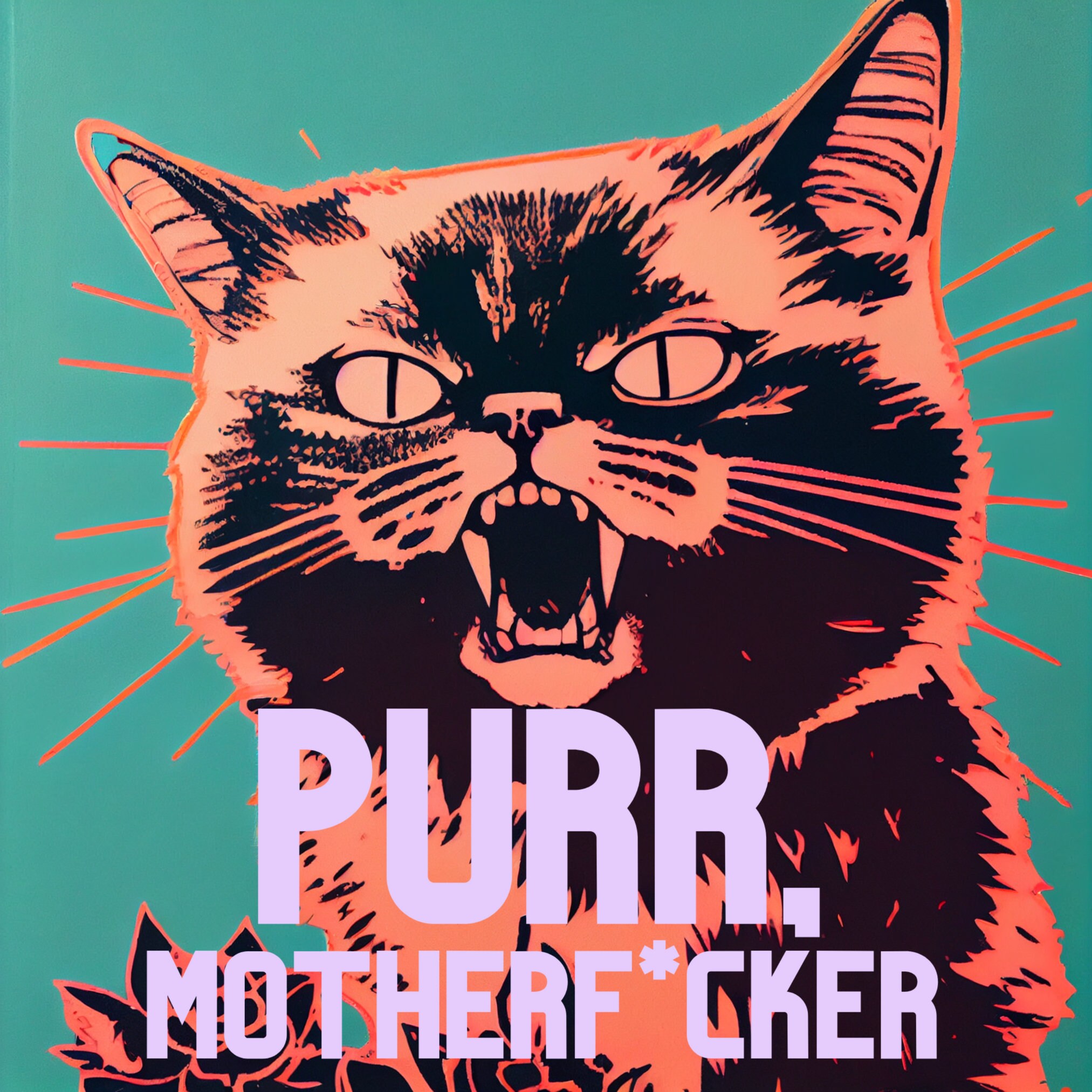 Angry Paws Cat Print Wall Art Silkscreen Style Print - Etsy