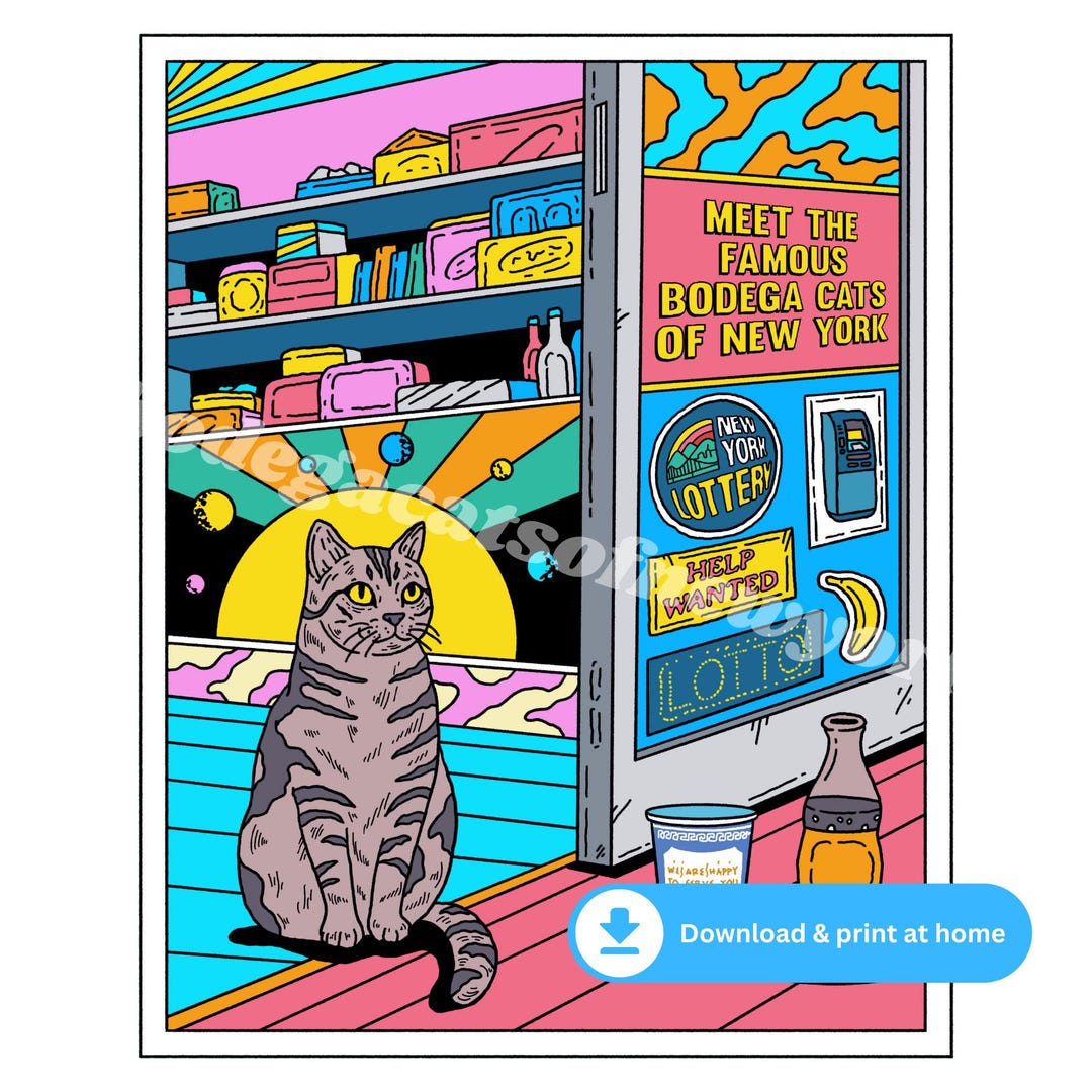 Bodega Cats of New York Art Print: Psychedelic NYC Cats (digital ...