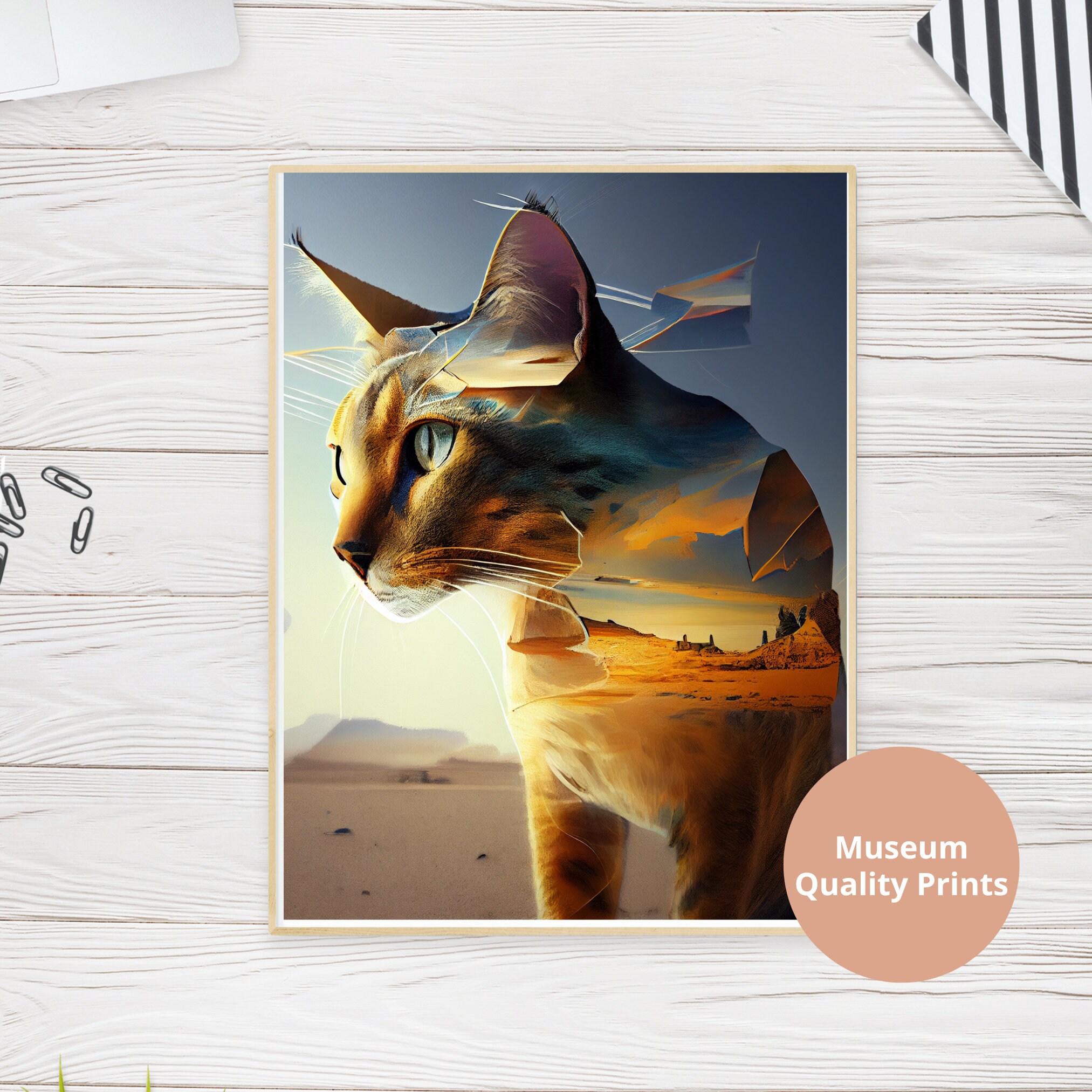 Surreal Double Exposure Cat Wall Art: Salvador Dali Art Print - Etsy