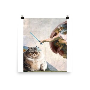 The Creation of Adam Cat Parody - Funny Cat Art Print - Cat Art ...