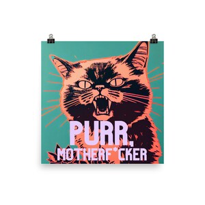 Angry Paws Cat Print Wall Art - Silkscreen Style Print - Quirky Home ...