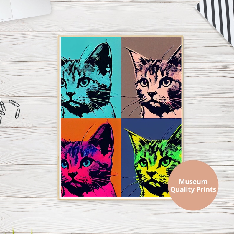 Funny Cat Art Pop Art Print Andy Warhol Style Unique - Etsy