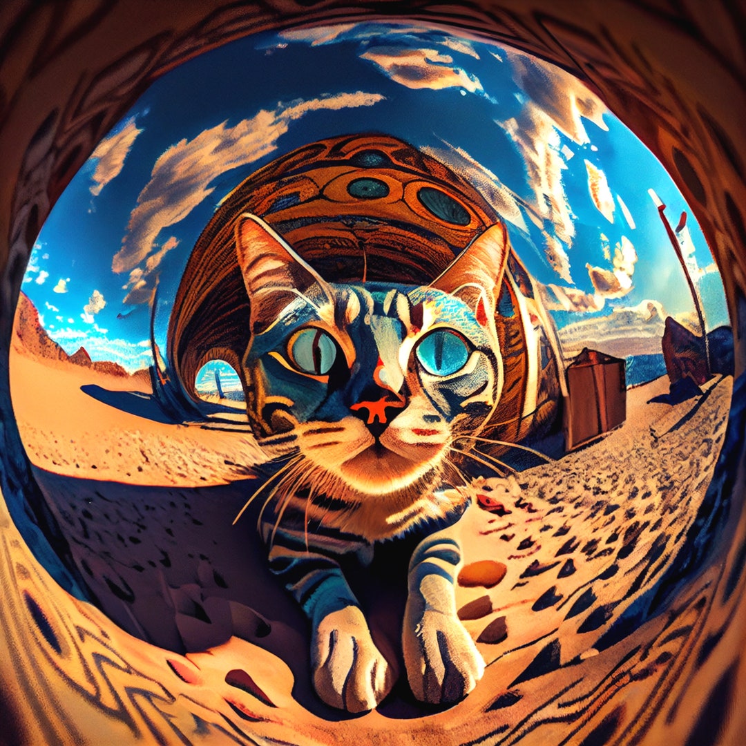 Surrealist Cat Selfie Inspired by Salvador Dali - Office Art Print ...