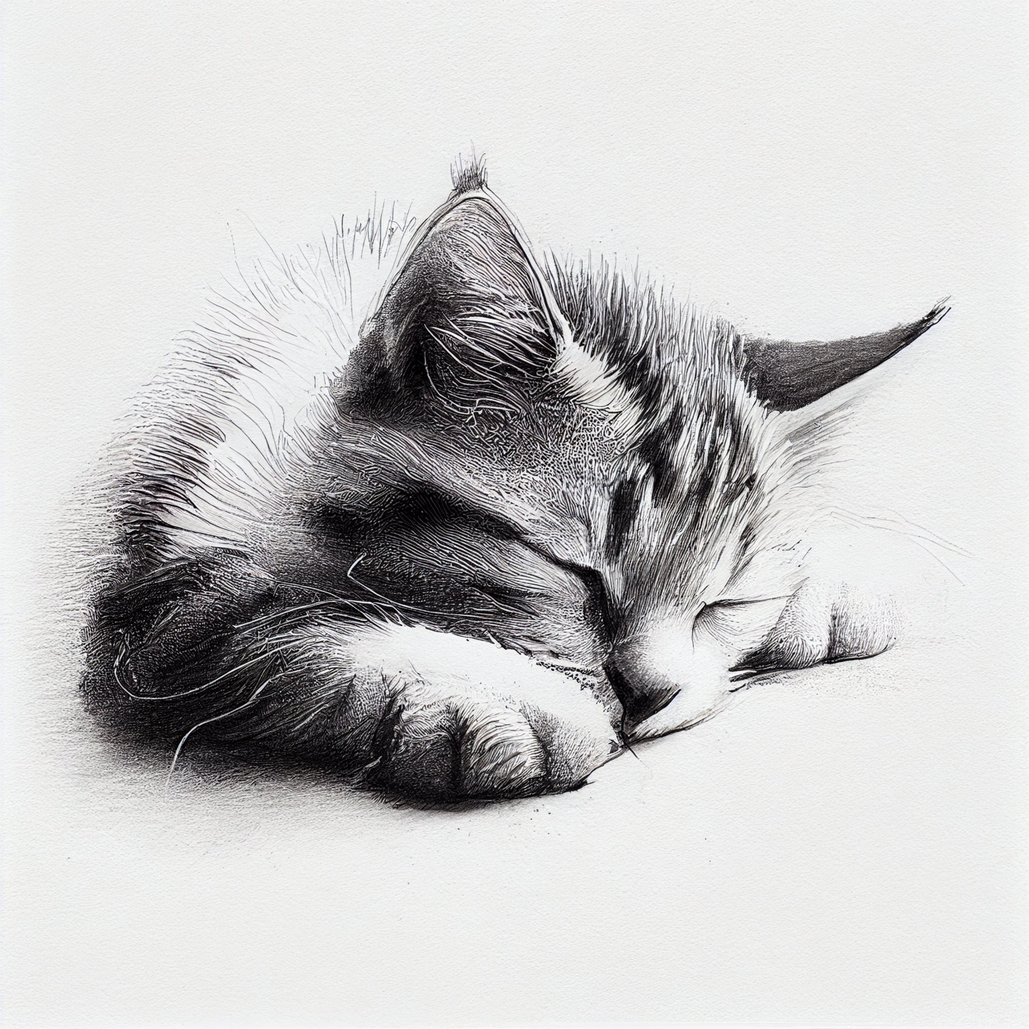 Sleeping Cat Drawing