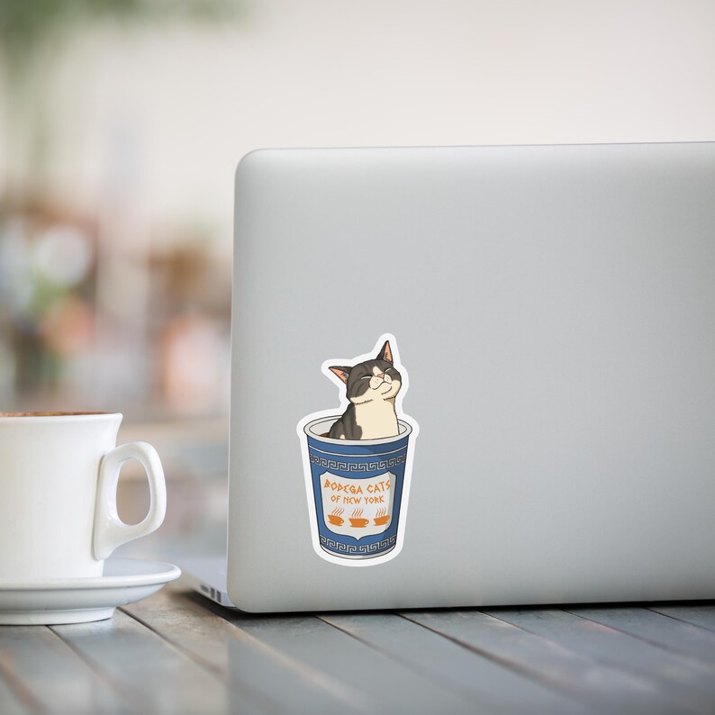 Bodega Cat Vinyl Sticker: 4.5" NYC Coffee Cup Design - Etsy