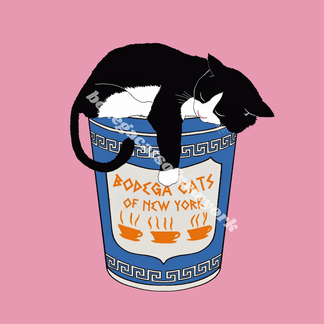 Bodega Cat Art Print, Funny Cat Art, Coffee Cup Art, NYC Cat Poster ...