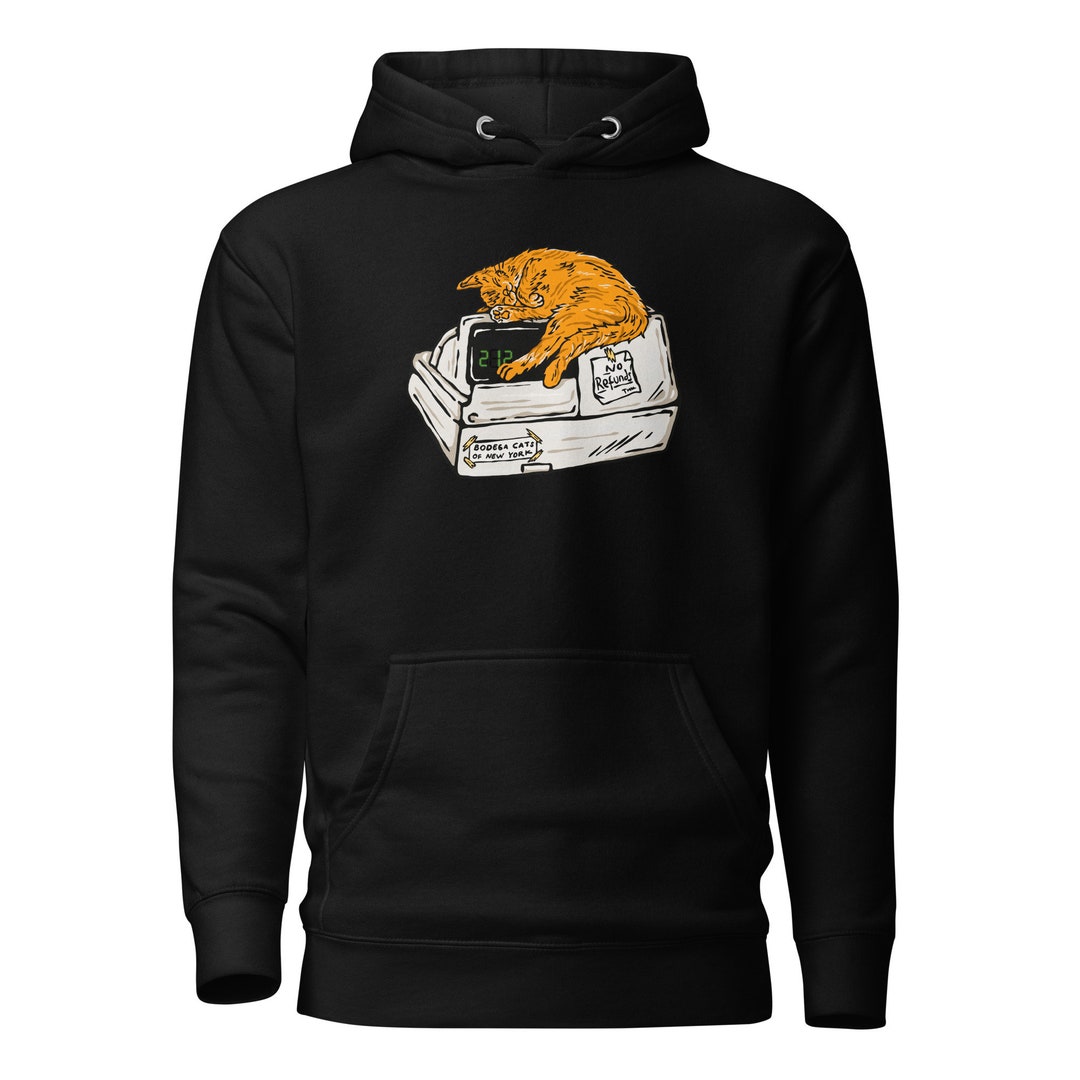 Bodega Cat on Register, Funny Cat Graphic Hoodie, Cotton Top, Funny Cat ...