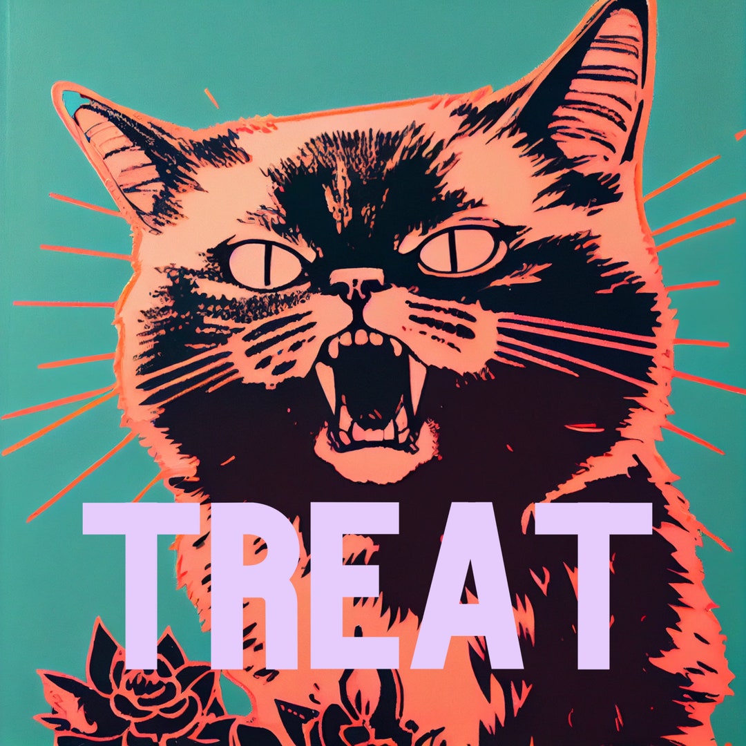Angry Paws Cat Print Wall Art Silkscreen Style Print - Etsy