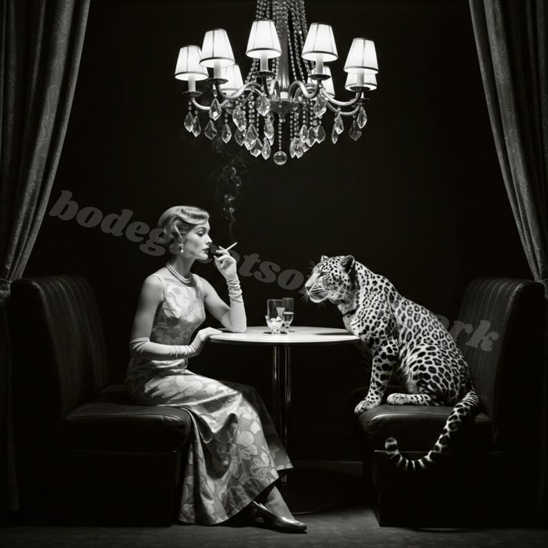 Vintage Leopard Print Photography: 1960s Retro Nightclub Wall Art - Etsy