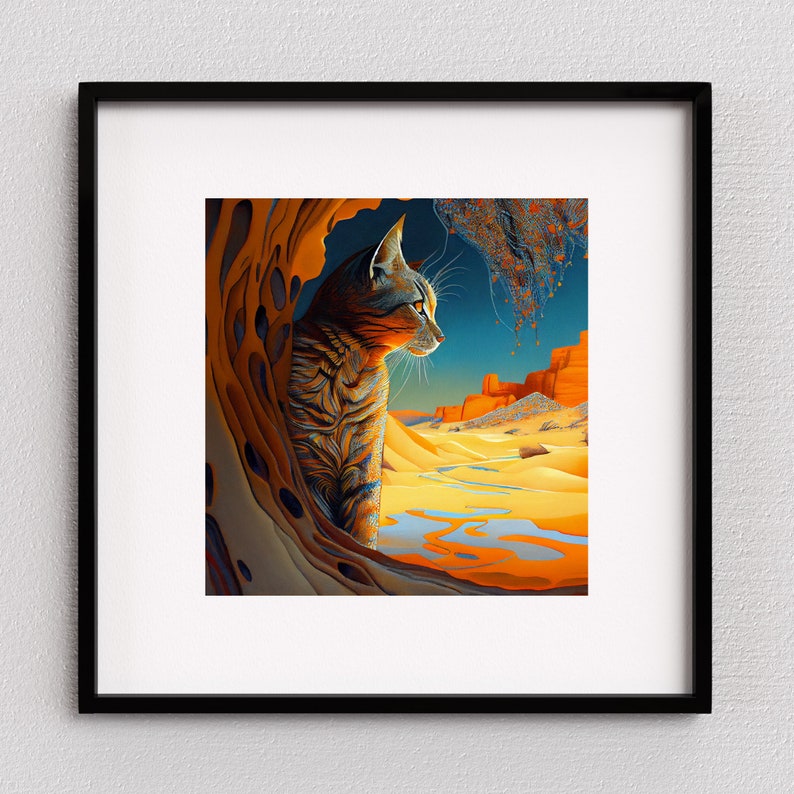 Salvador Dali Inspired Desert Feline: A Surreal Journey - Etsy