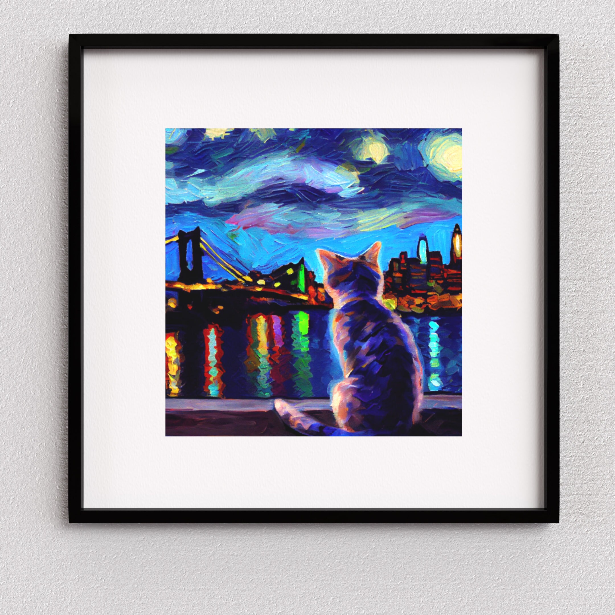 Van Gogh Style Cat Print Tabby Cat Poster Celestial Cat - Etsy