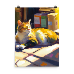 Feline Artistry: Bodega Cat Amidst Van Gogh Impressionism - Cat Art ...