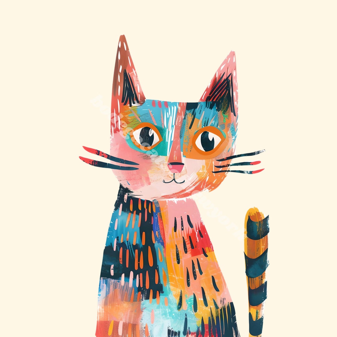 Boho Cat Wall Decor, Cat Lovers Gift, Cat Wall Poster, Cat Art, Funny ...