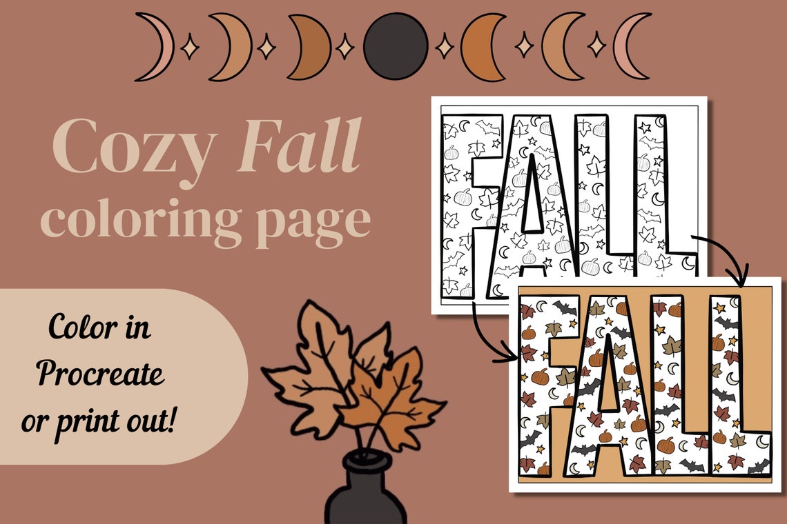 Coloring Page Fall Fall Coloring Fall Design Printable - Etsy