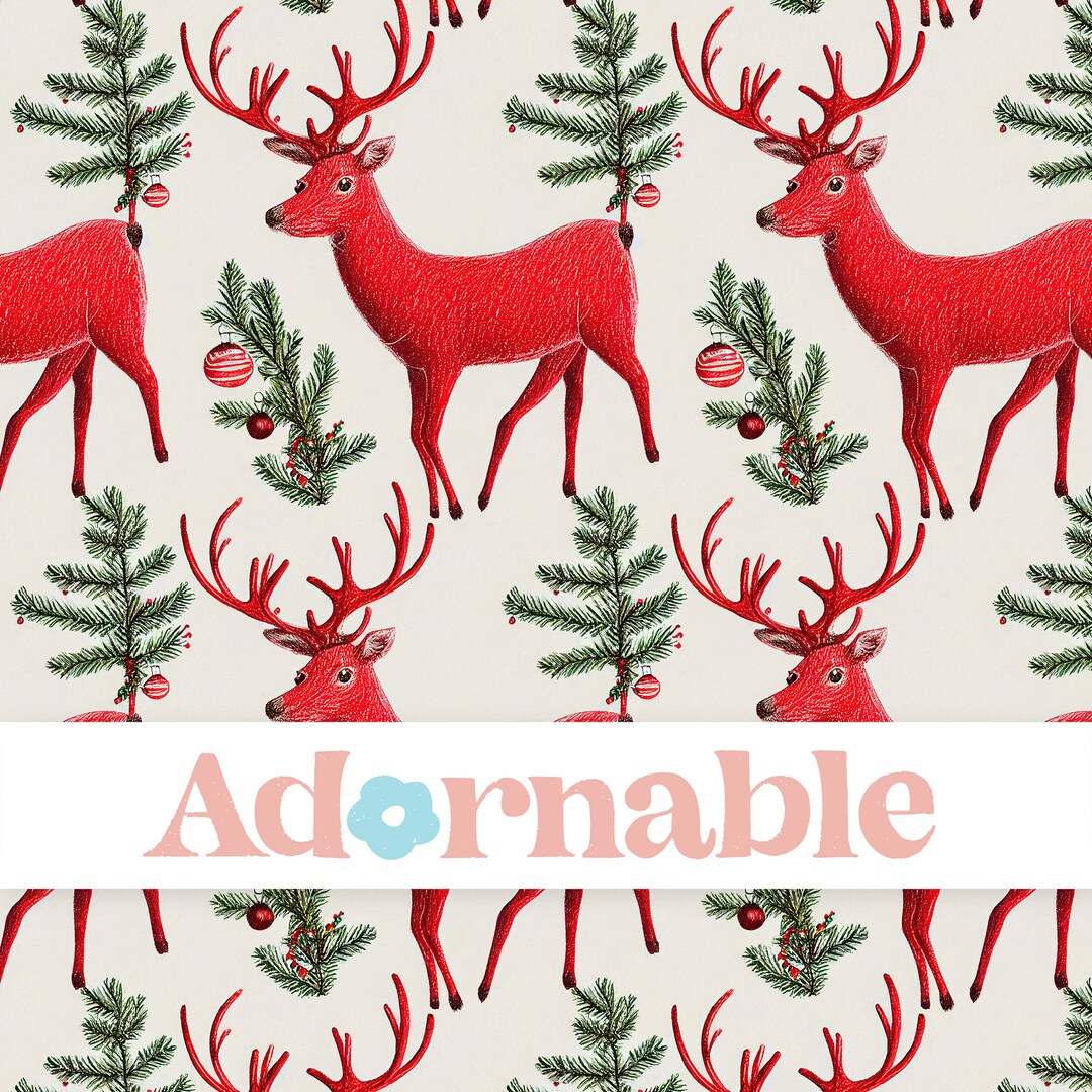 Christmas Reindeer Pattern, X-mas Tree Background, Seamless Pattern ...